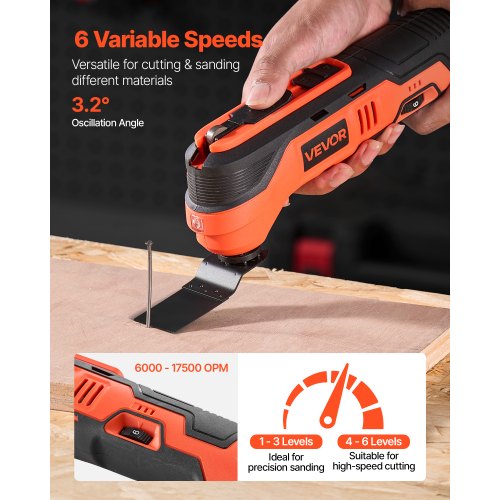 VEVOR Cordless Oscillating Tool, 12V Multitool Oscillating Saw Tool ...