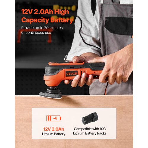 VEVOR Cordless Oscillating Tool, 12V Multitool Oscillating Saw Tool ...
