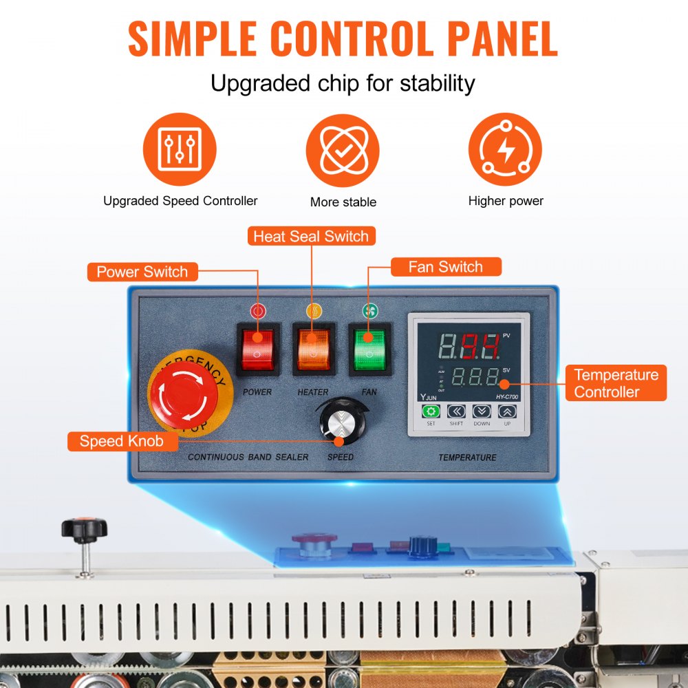 VEVOR Continuous Bag Band Sealing Machine Horizontal Band Sealer with ...