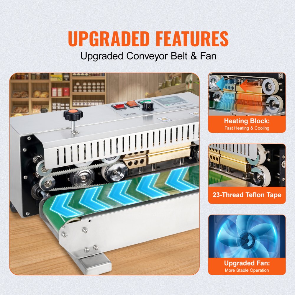 VEVOR Continuous Bag Band Sealing Machine Horizontal Band Sealer ...