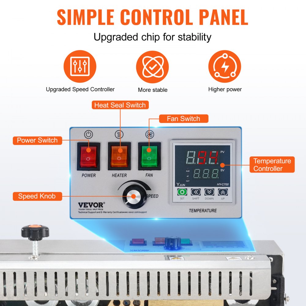 VEVOR Continuous Bag Band Sealing Machine Horizontal Band Sealer ...