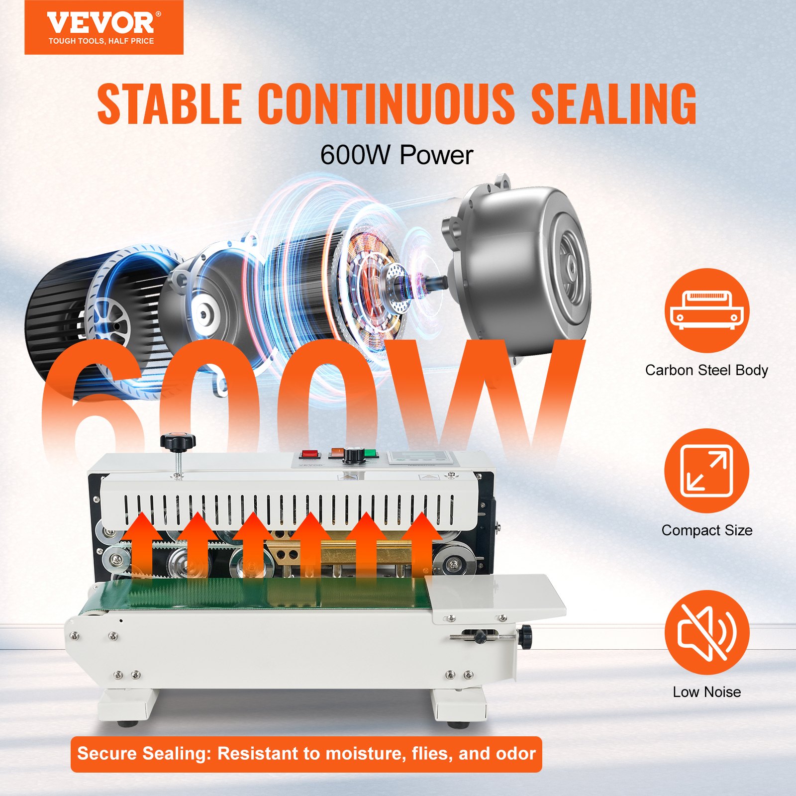 VEVOR Continuous Bag Band Sealing Machine Horizontal Band Sealer Carbon ...