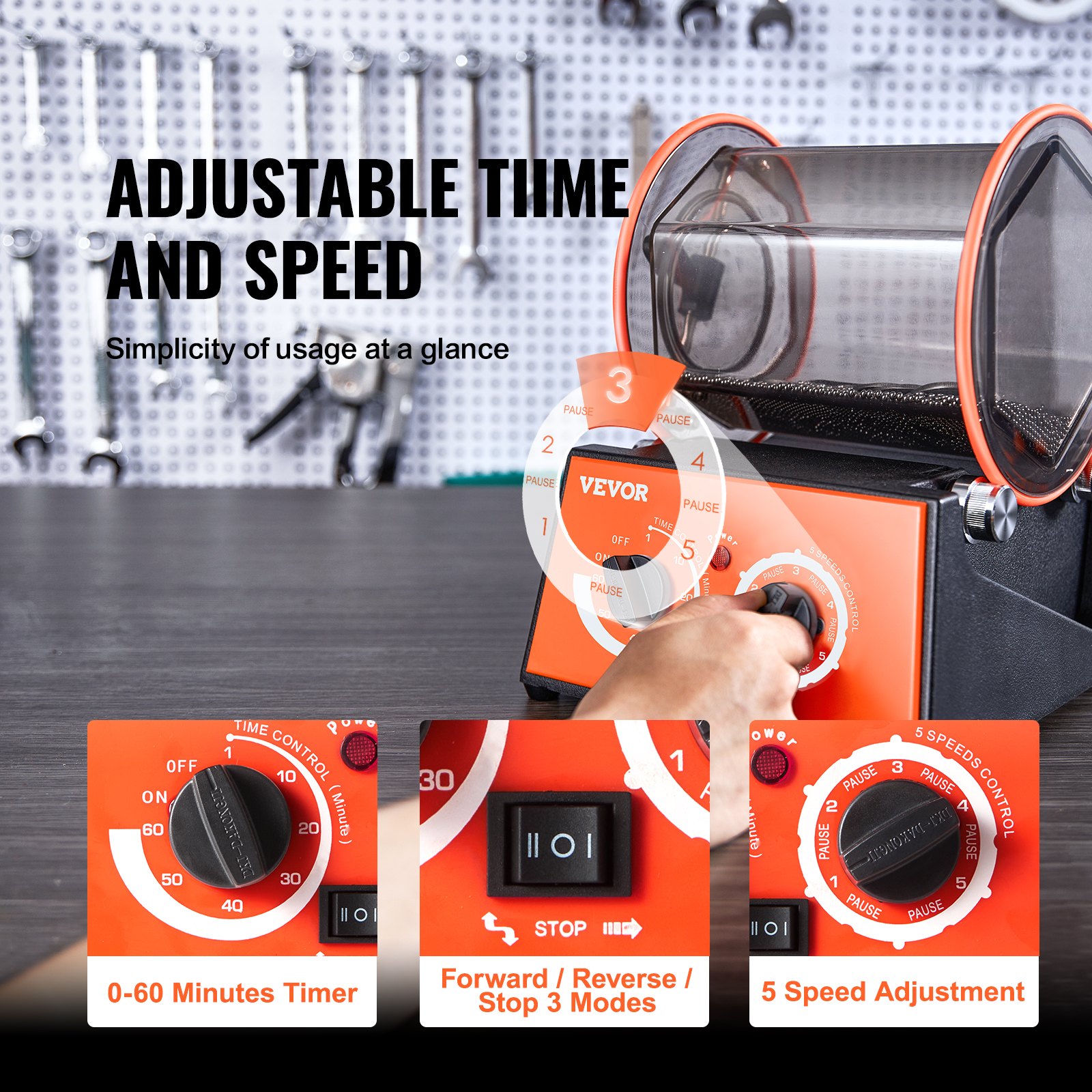 VEVOR VEVOR 3kg Rotary Tumbler Surface Polisher Jewelry Polish Finish ...