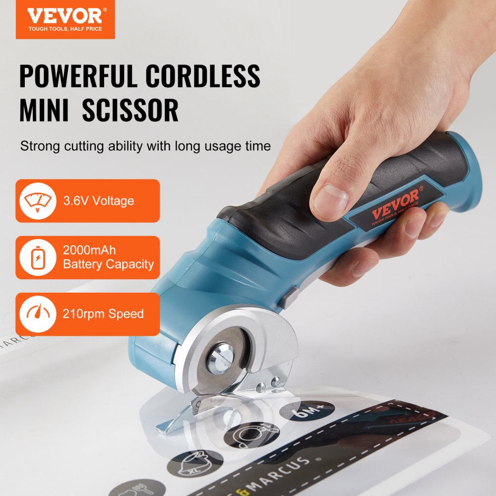 VEVOR Cordless Electric Scissors, 3.6 V 2000 mAh Mini Electric Fabric ...