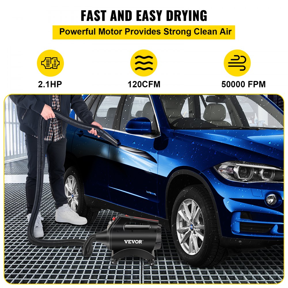 VEVOR Car Dryer Blower 2.1HP,Powerful Car Air blower with 120CFM ...