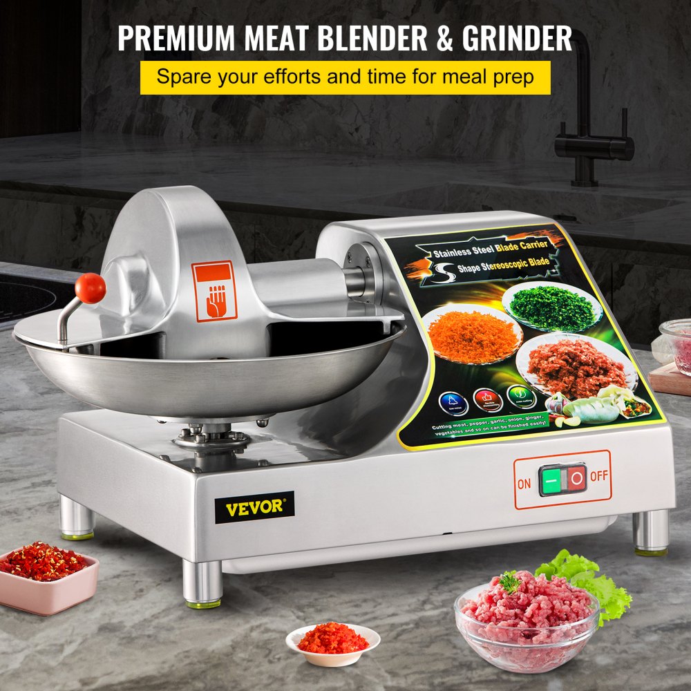 VEVOR 10L Commercial Meat Bowl Cutter Mixer, 400W Multifunctional Meat ...
