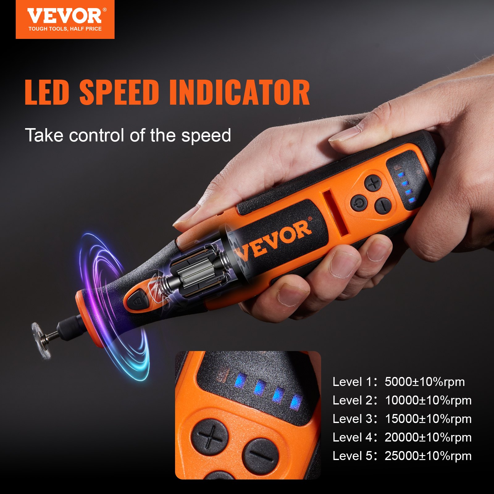 VEVOR Rotary Tool Kit Variable Speed Rotary Tool 118 PCS for Grinding ...