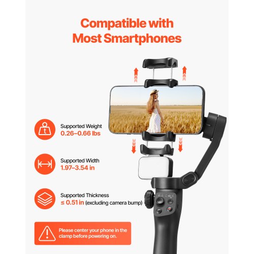 3-Axis Phone Gimbal Stabilizer for Smartphone Android iPhone with Fill ...