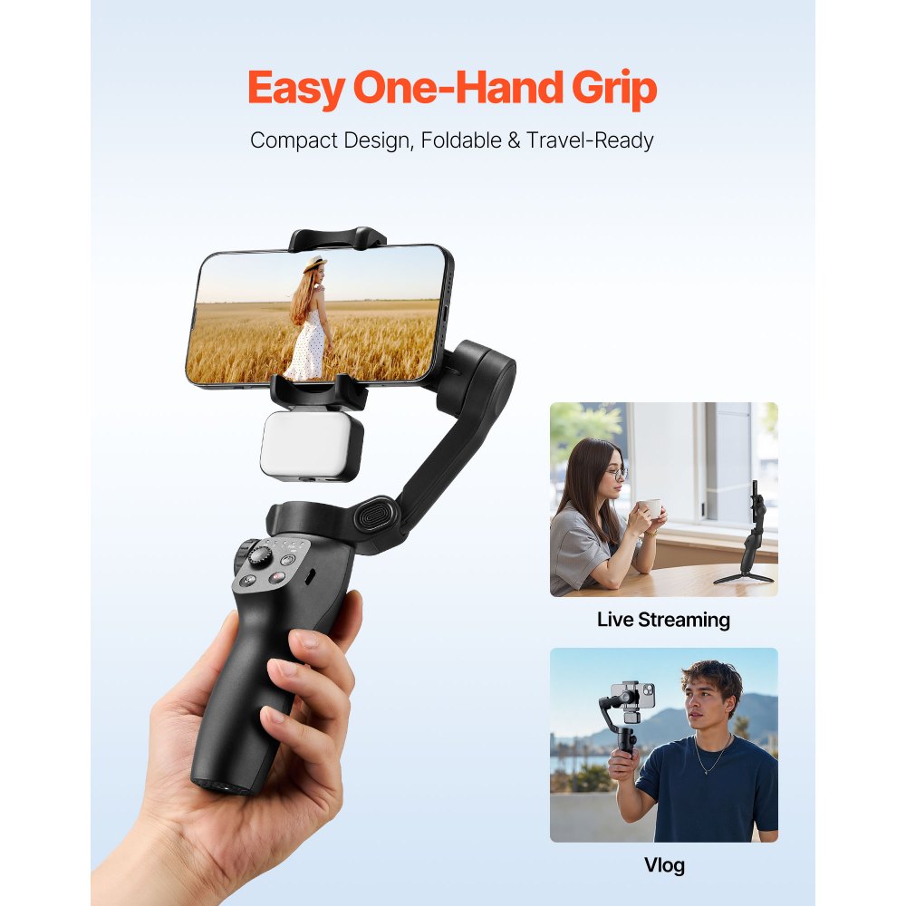 VEVOR iPhone Gimbal Stabilizer — 3-Axis & Smart Tracking