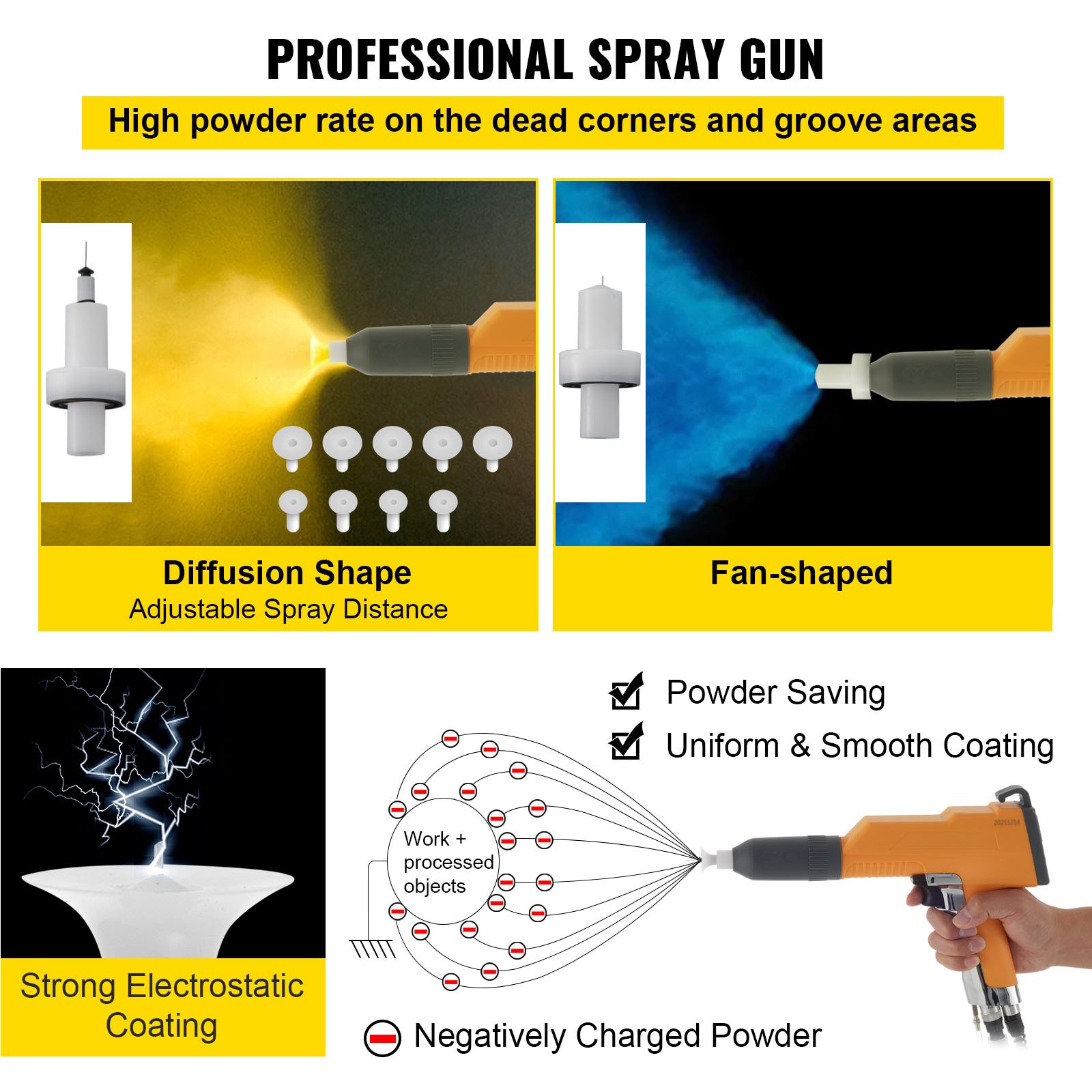 VEVOR 40W 50L Electrostatic Powder Coating Machine with Spraying Gun ...