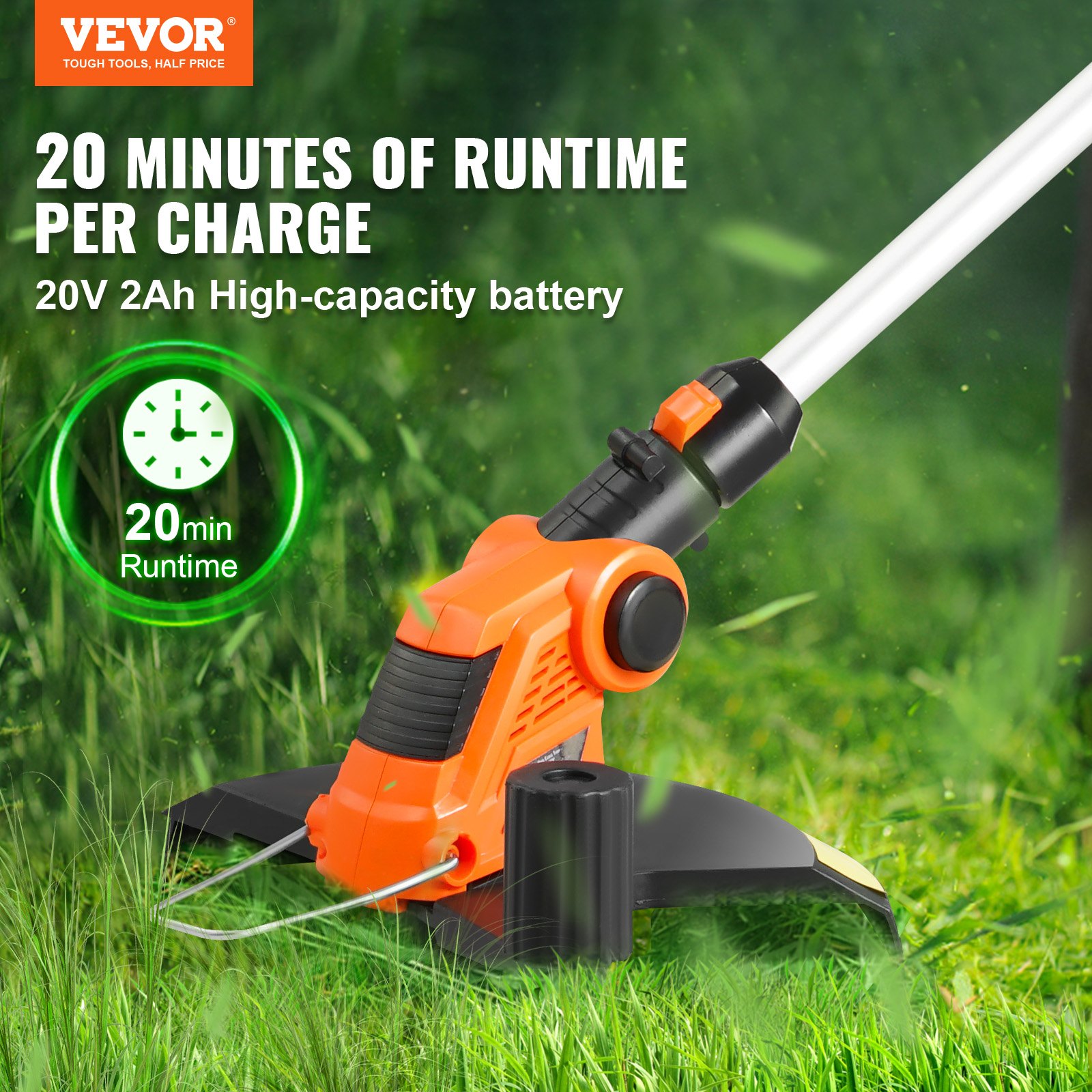 VEVOR Cordless String Trimmer, 12" 20 V Battery Powered Weed Eater With ...