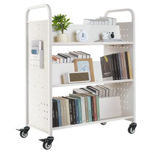 VEVOR Book Cart on Wheels — 3-Tier Storage & 330 Lbs Weight