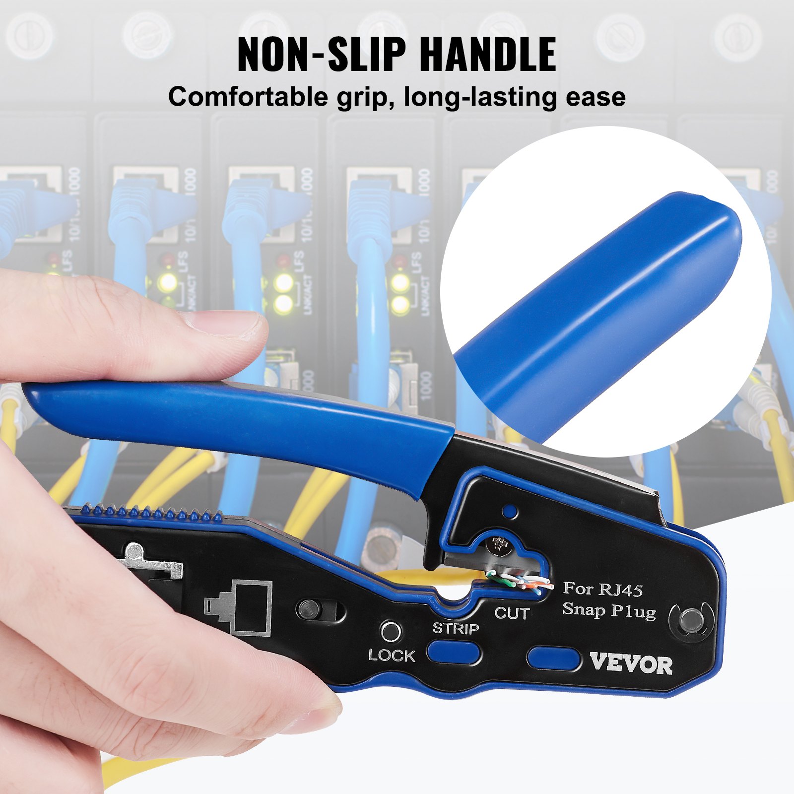 VEVOR RJ45 Crimp Tool Kit, Cat5e/Cat6/Cat6a Pass Through Ethernet ...