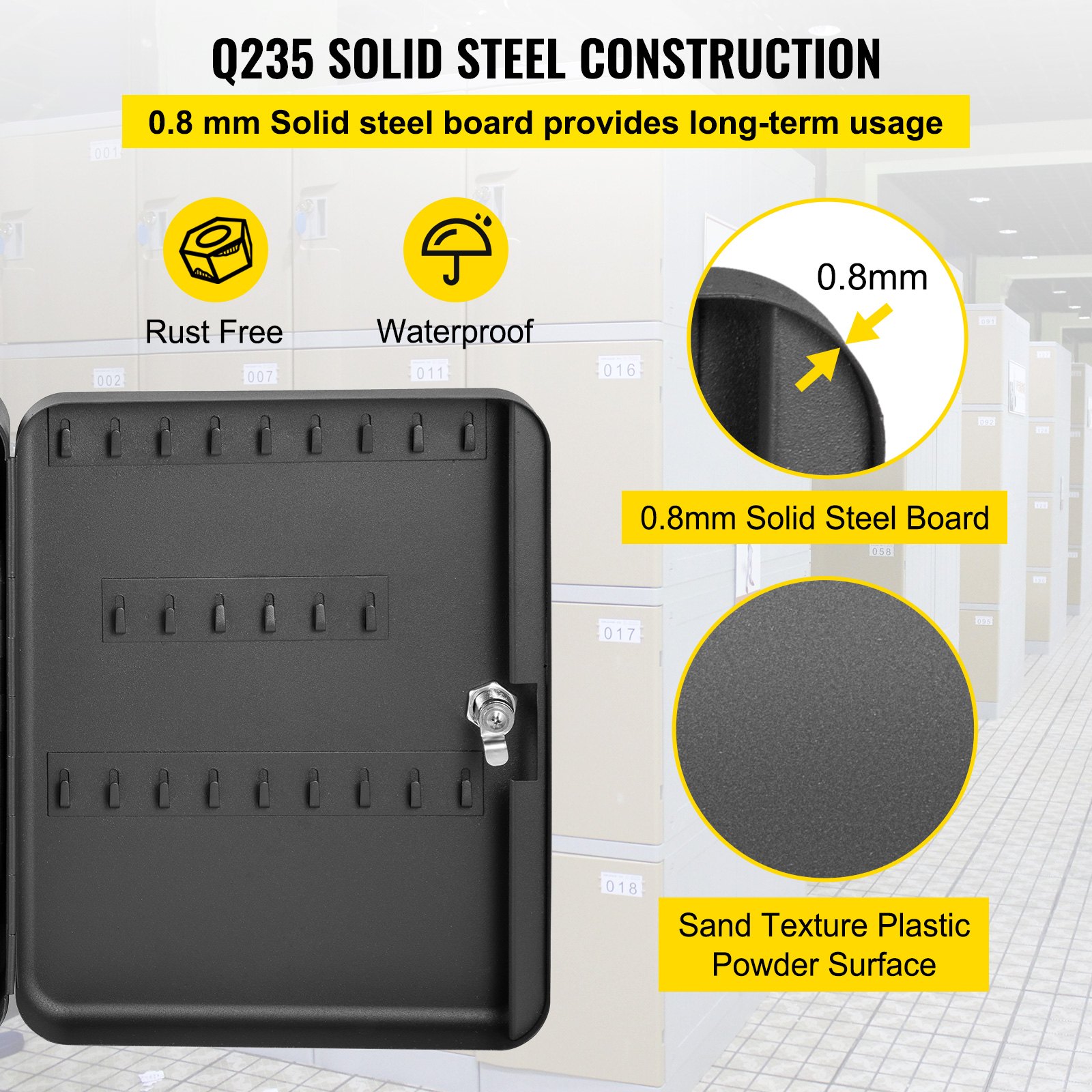 VEVOR Key Cabinet, Key Lock Cabinet Steel, Q235 Steel Key Storage, Wall ...