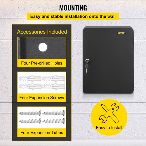 VEVOR Key Cabinet, Key Lock Cabinet Steel, Q235 Steel Key Storage, Wall ...
