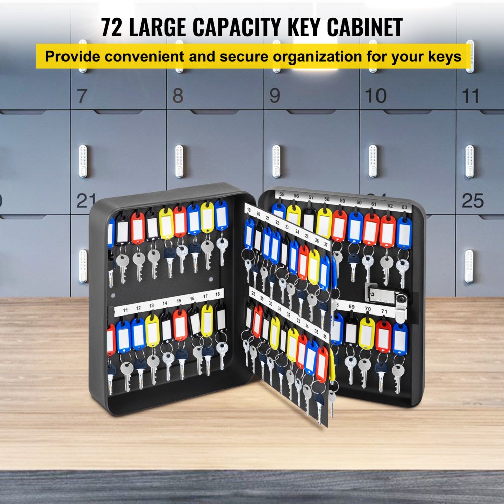 VEVOR Key Cabinet, 72 Positions, 3-Digit Combination Password Lock ...