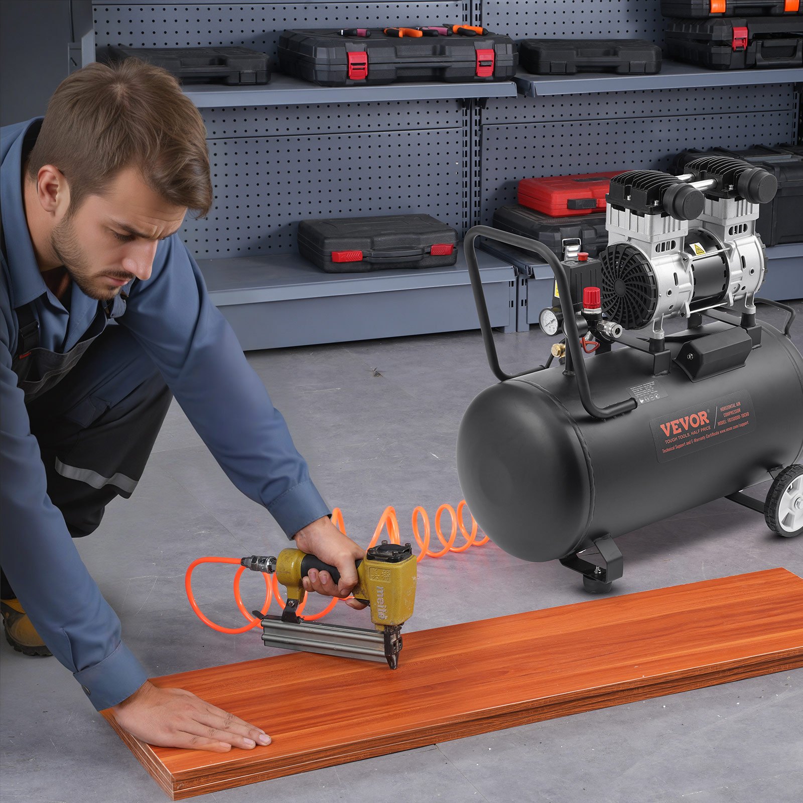 VEVOR 15 Gal Air Compressor – 2HP, 5.3CFM, 125PSI, 78dB