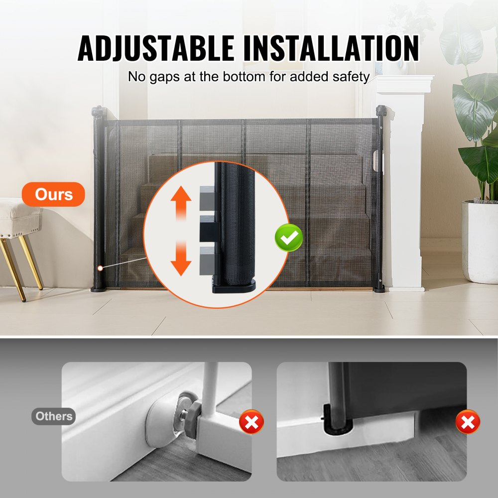 VEVOR Retractable Baby Gate, 34.2" Tall Mesh Baby Gate, Extends up to ...