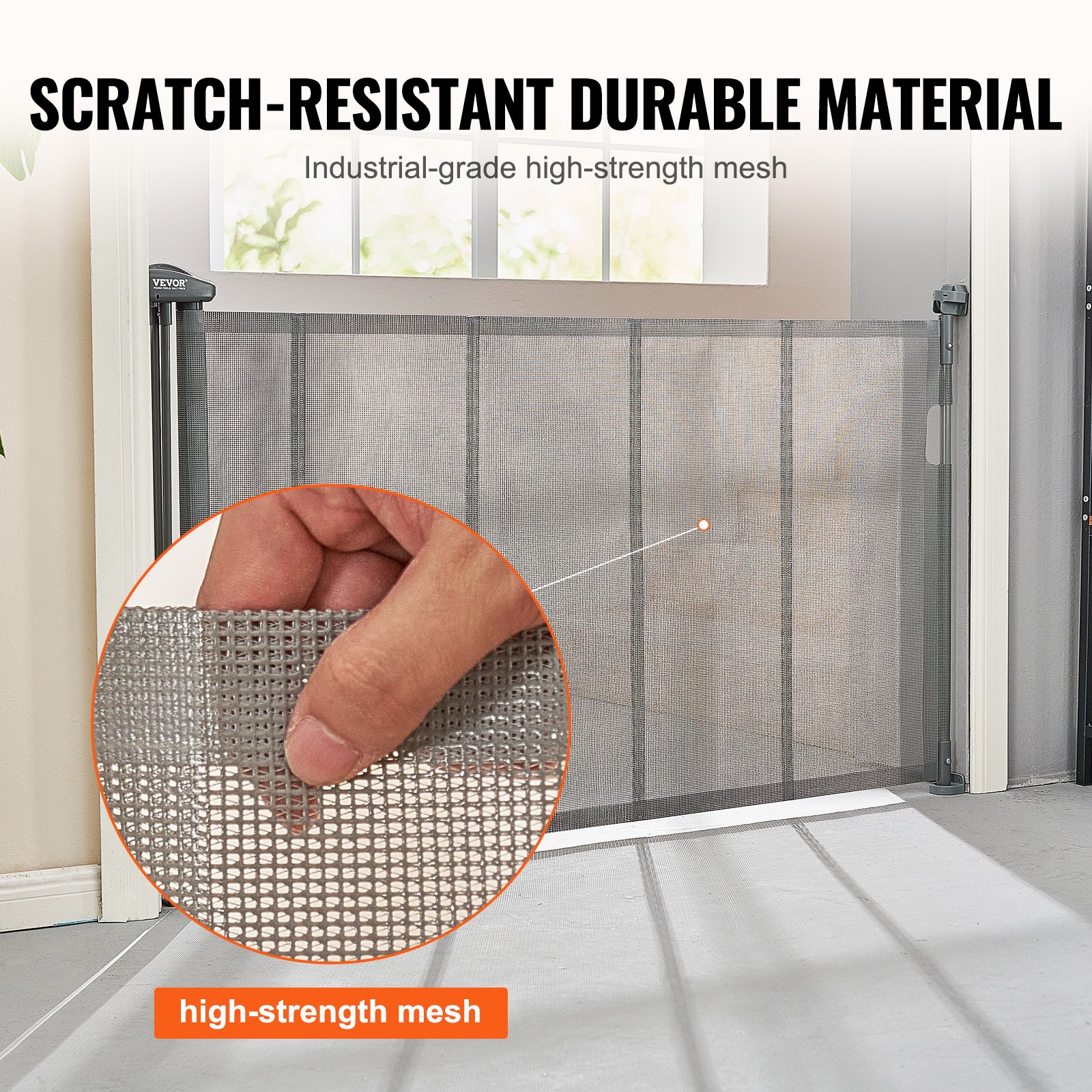 VEVOR Retractable Baby Gate, 34.2" Tall Mesh Baby Gate, Extends up to ...