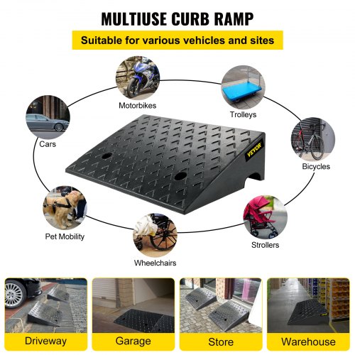 VEVOR Rubber Curb Ramp, 5" Rise Height 2 Pack, Heavy-Duty 6800 lbs/3 T ...