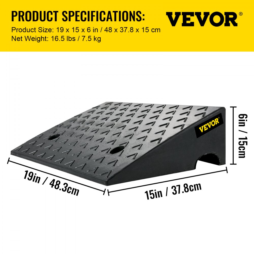 VEVOR Rubber Curb Ramp, 6" Rise Height 2 Pack, Heavy-Duty 6800 lbs/3 T ...