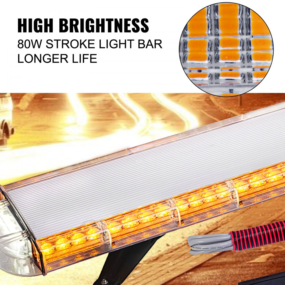 80W Strobe Light Bar Amber White Emergency Beacon Warn Tow Truck ...