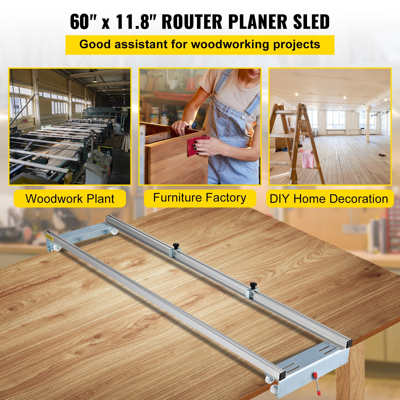 VEVOR Router Sled, 60 inches / 152.4cm Width, Slab Guide Jig for ...