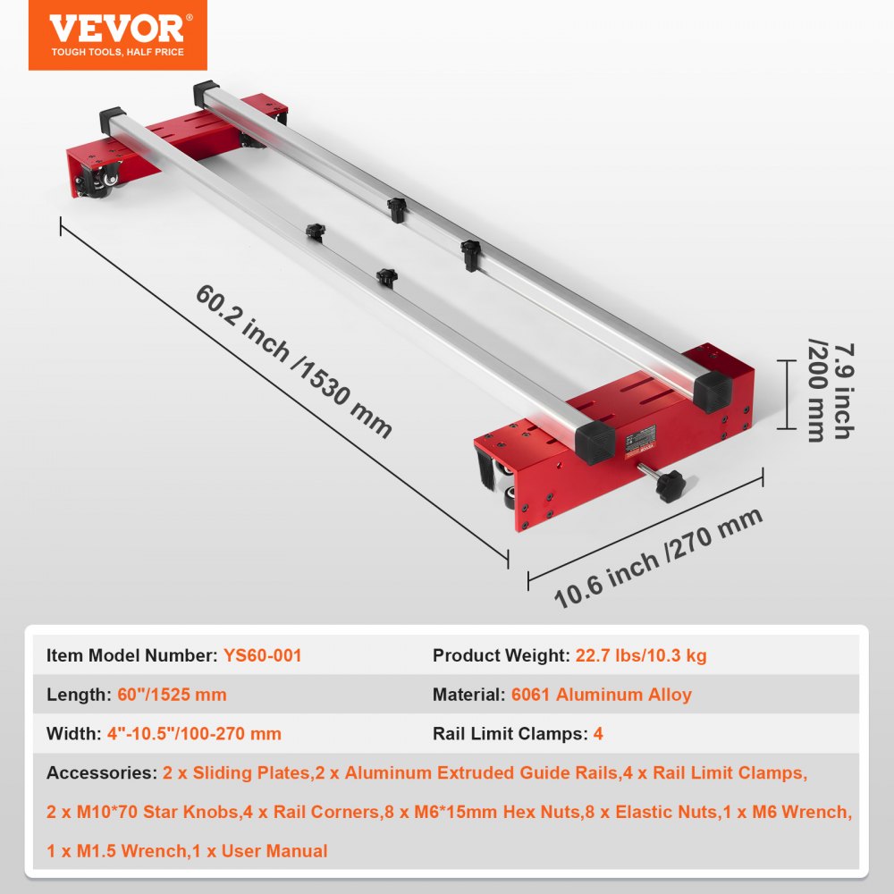VEVOR Router Sled, 1525 mm, Portable and Easy to Adjust Slab Flattening ...