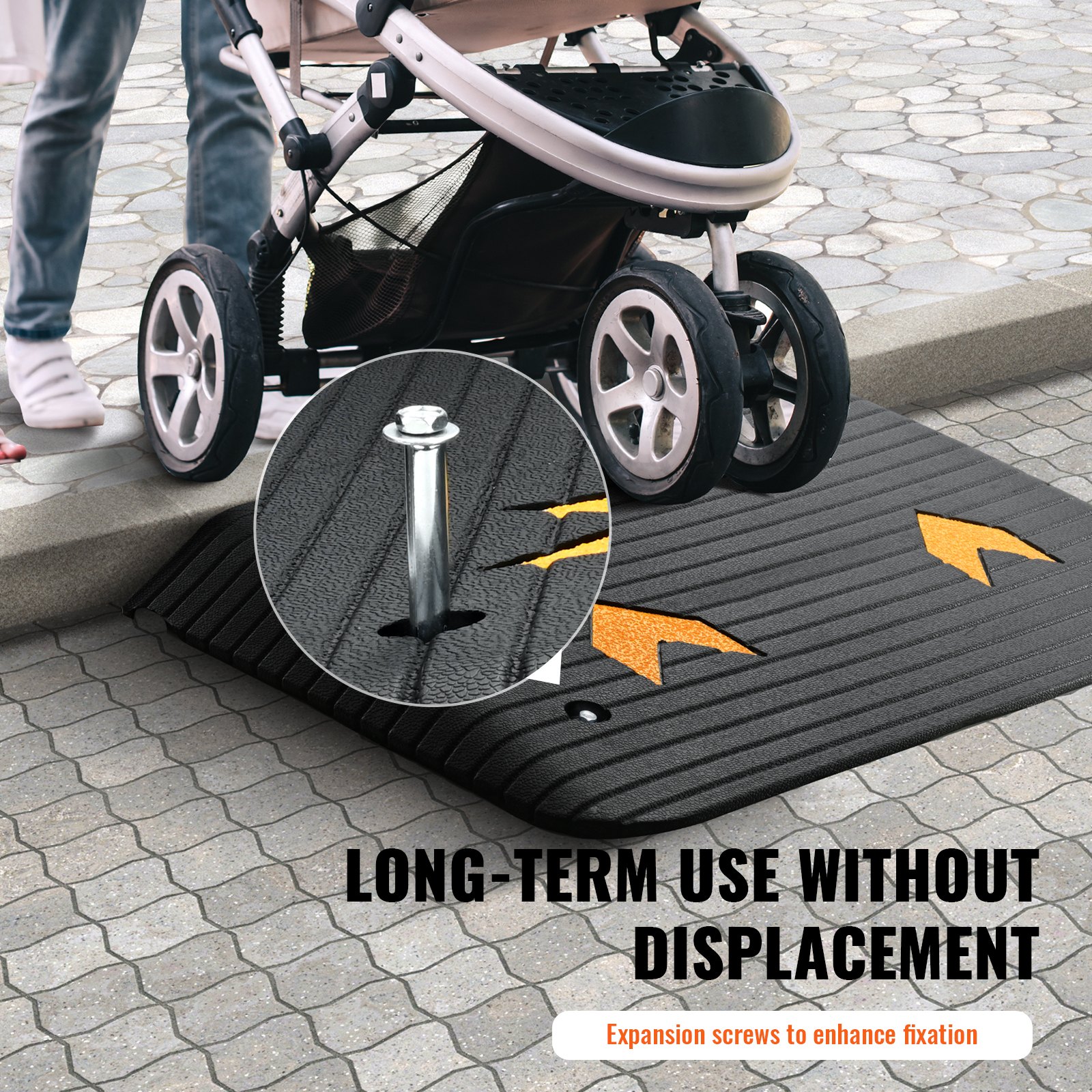 VEVOR Upgraded Rubber Threshold Ramp, 8.9 cm Rise Door Ramp with 1 ...