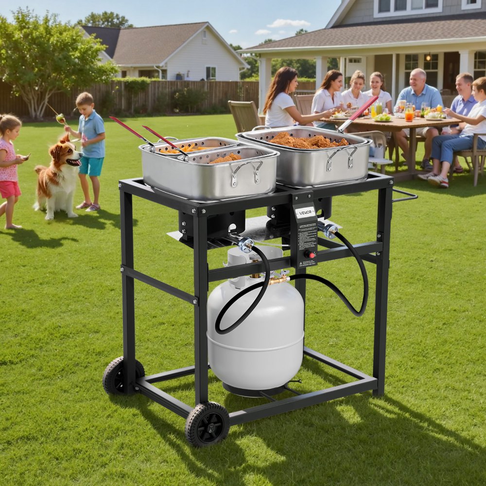 VEVOR Outdoor Propane Deep Fryer – 36 QT, 18QTx2, 40,000 BTU