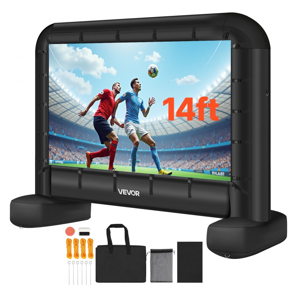 VEVOR 14 ft Inflatable Movie Screen, 600D Washable Inflatable Projector ...