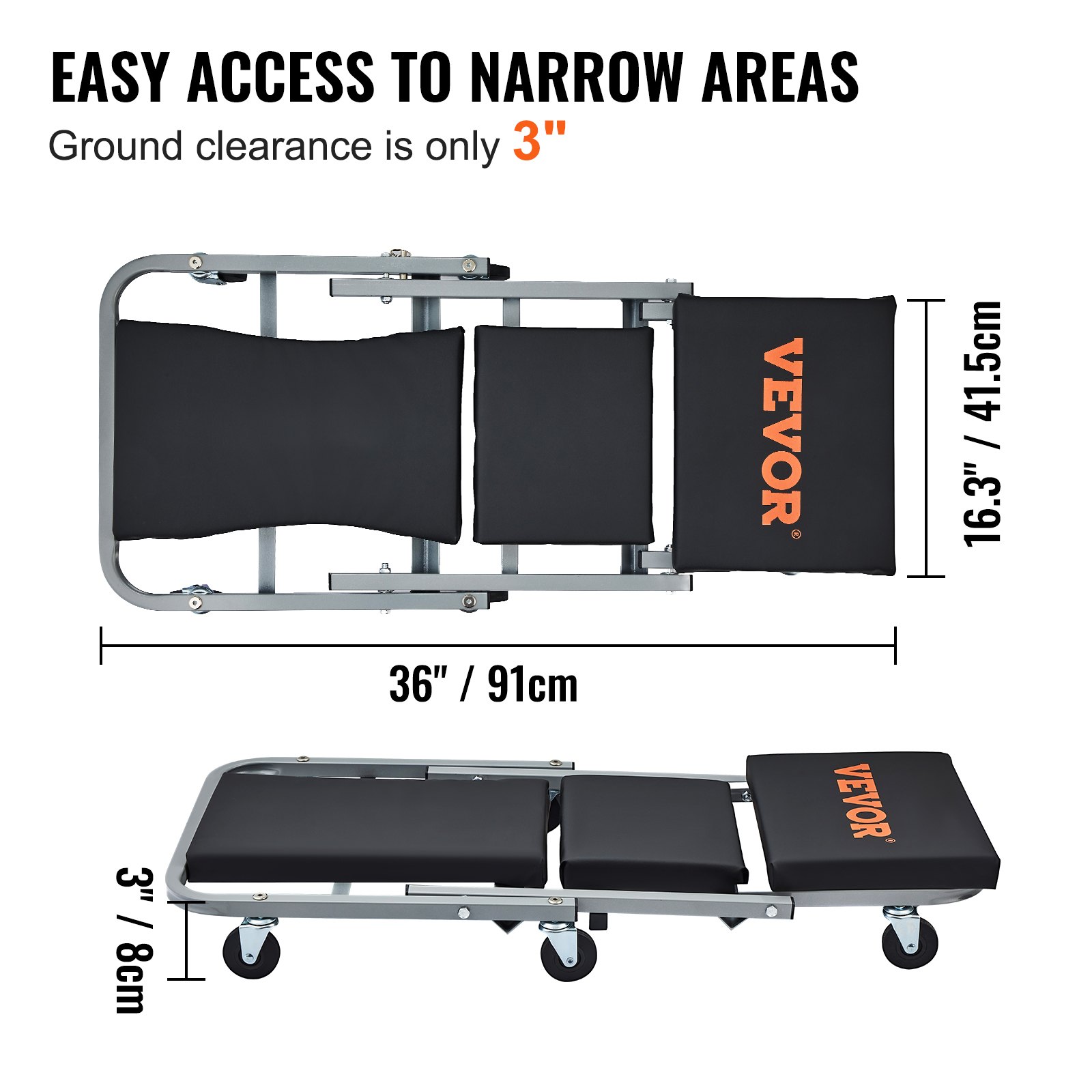 VEVOR 2 in 1 Z Creeper Seat Rolling Chair Auto Mechanics Shop Garage ...