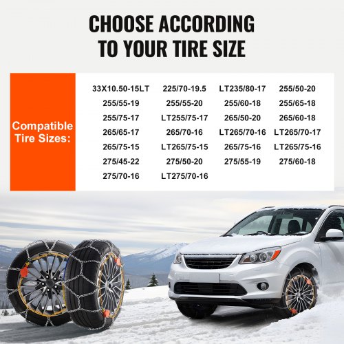 VEVOR Auto Tightening Snow Chains Diamond Mesh Anti-slip Traction Wheel ...