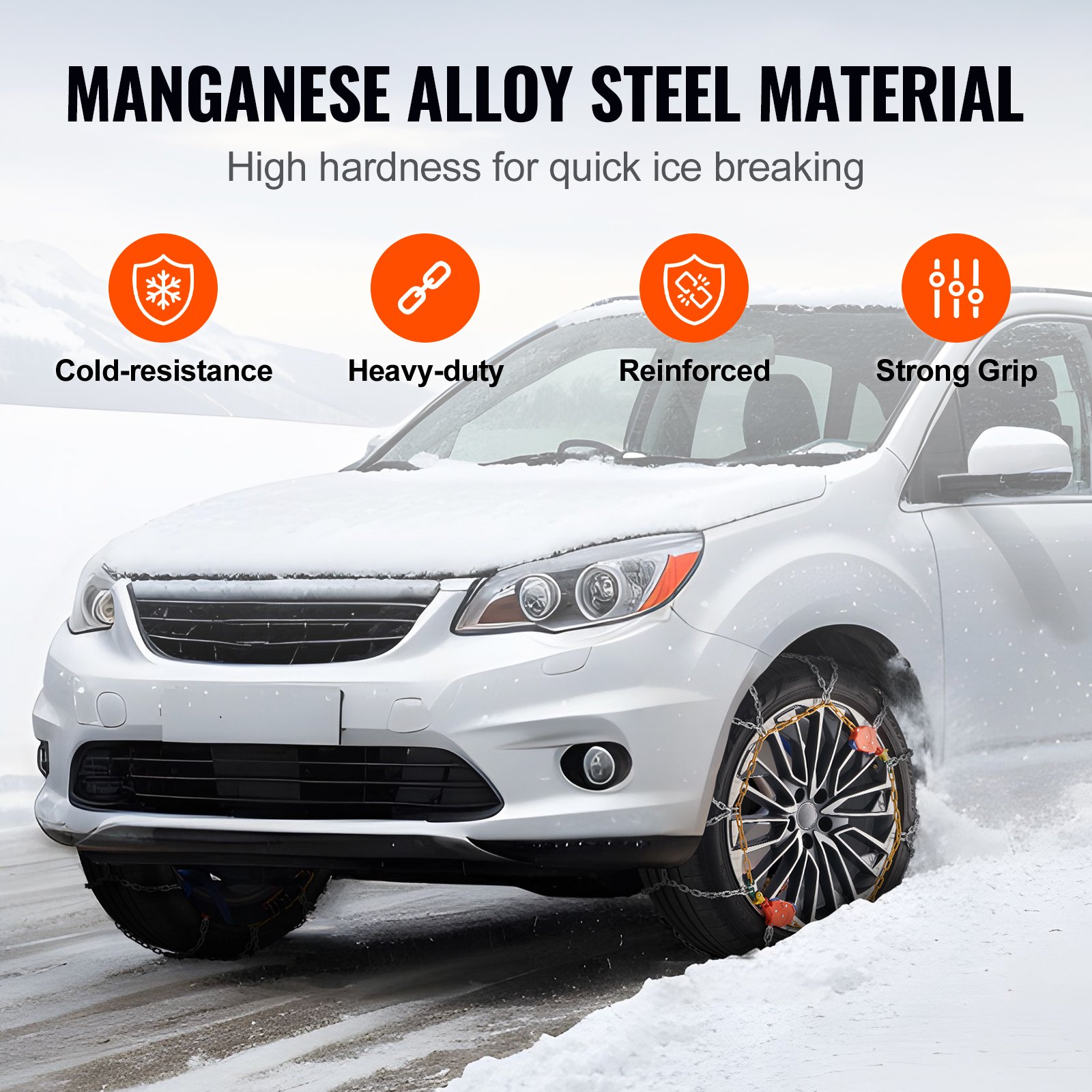 VEVOR Auto Tightening Snow Chains Diamond Mesh Anti-slip Traction Wheel ...