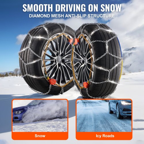 VEVOR Auto Tightening Snow Chains Diamond Mesh Anti-slip Traction Wheel ...