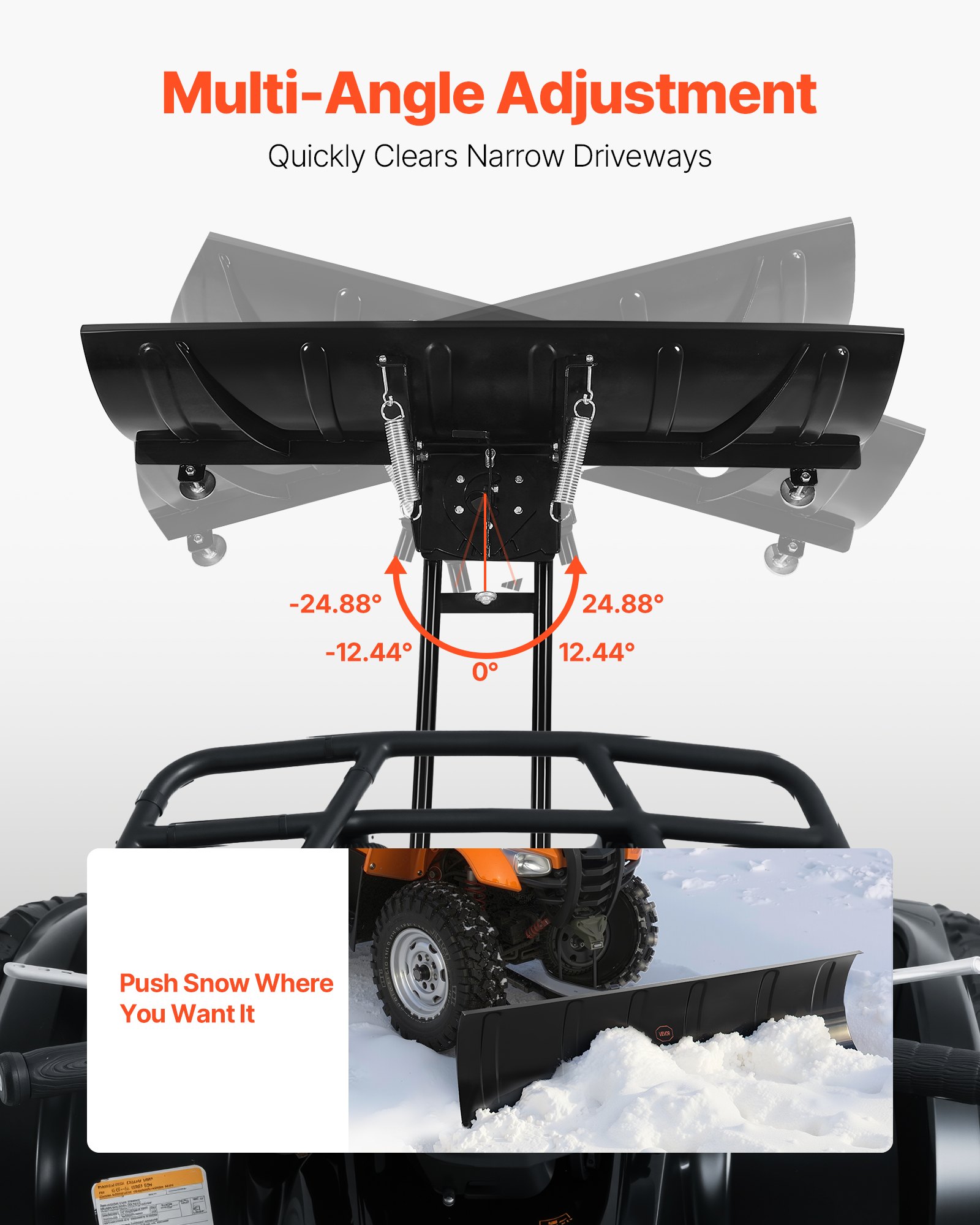 VEVOR Snow Plow Kit, 60in Universal Snow Plow Attachment, Height & Left ...