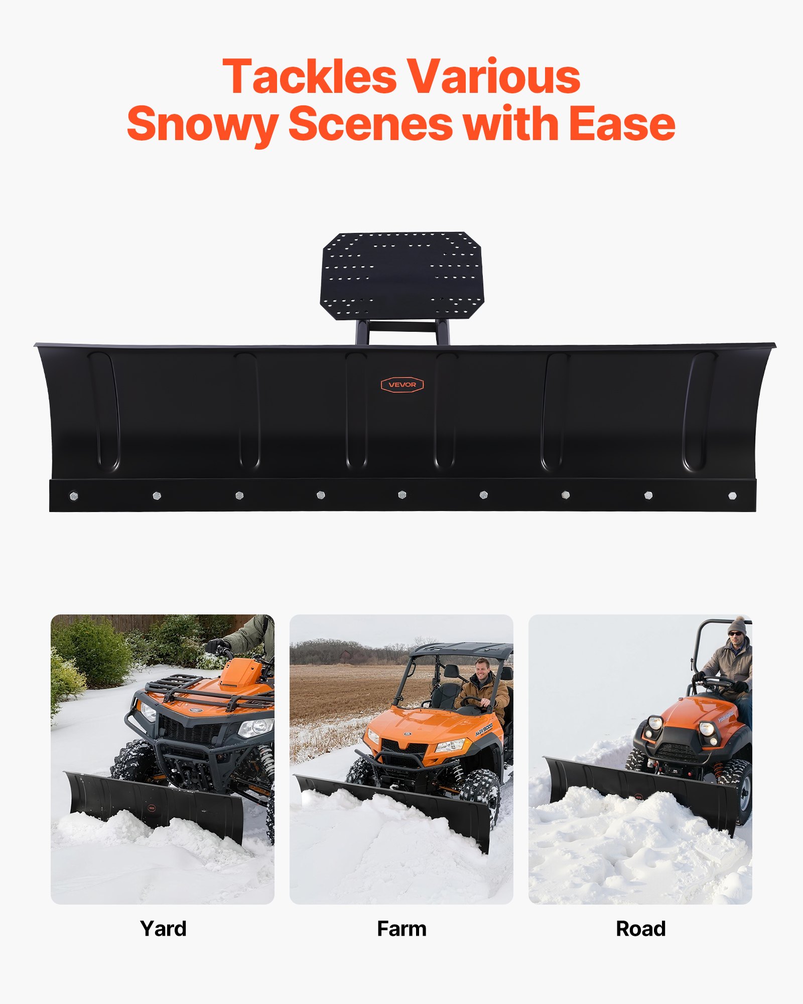 VEVOR Snow Plow Kit, 60in Universal Snow Plow Attachment, Height & Left ...