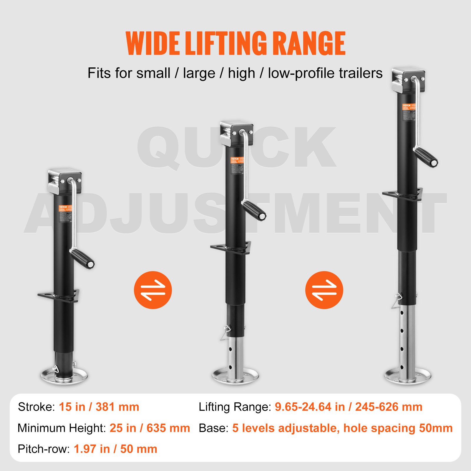 VEVOR Trailer Jack, Trailer Tongue Jack A-frame Bolt on Weight Capacity ...