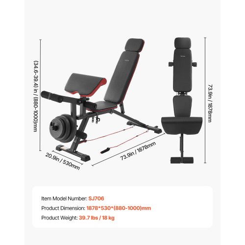 Weight Bench Sit up Bench for Home Gym Strength Training Workout ...