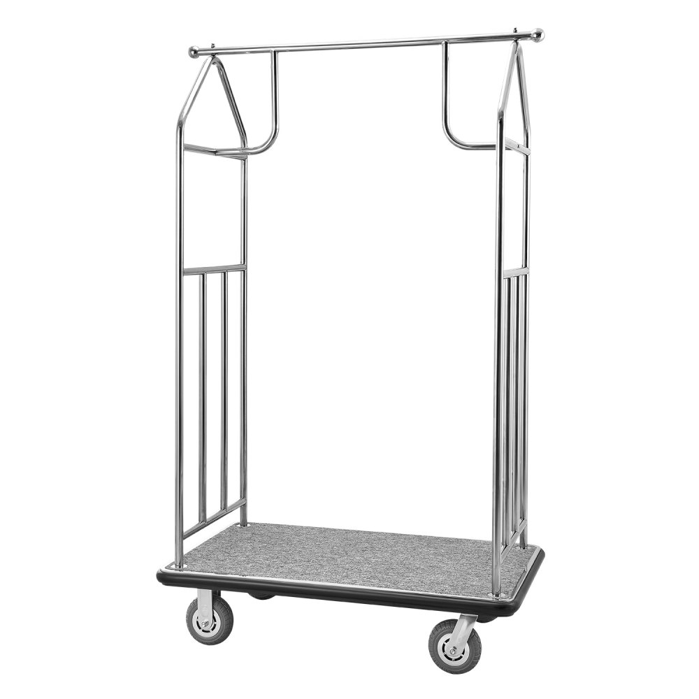 VEVOR Hotel Luggage Cart, 800 LBS Load Capacity, Brushed Stainless ...