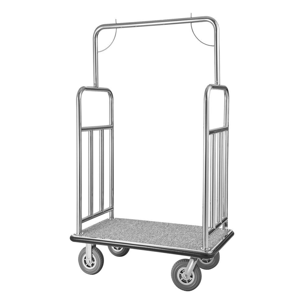 VEVOR Hotel Luggage Cart, 1200 LBS Load Capacity, Brushed Stainless ...