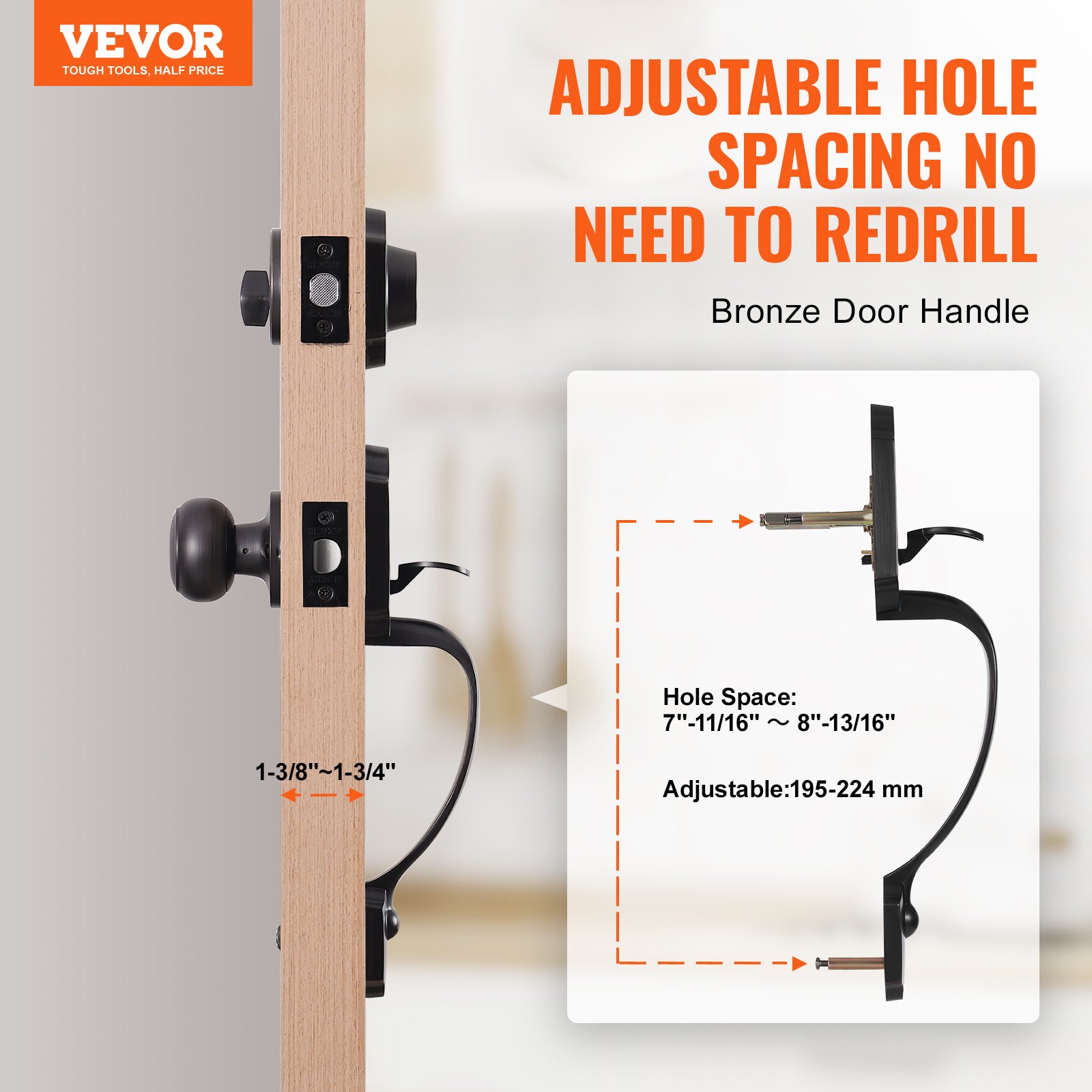 VEVOR Front Door Handle and Deadbolt Set, Antique Copper Front Door ...