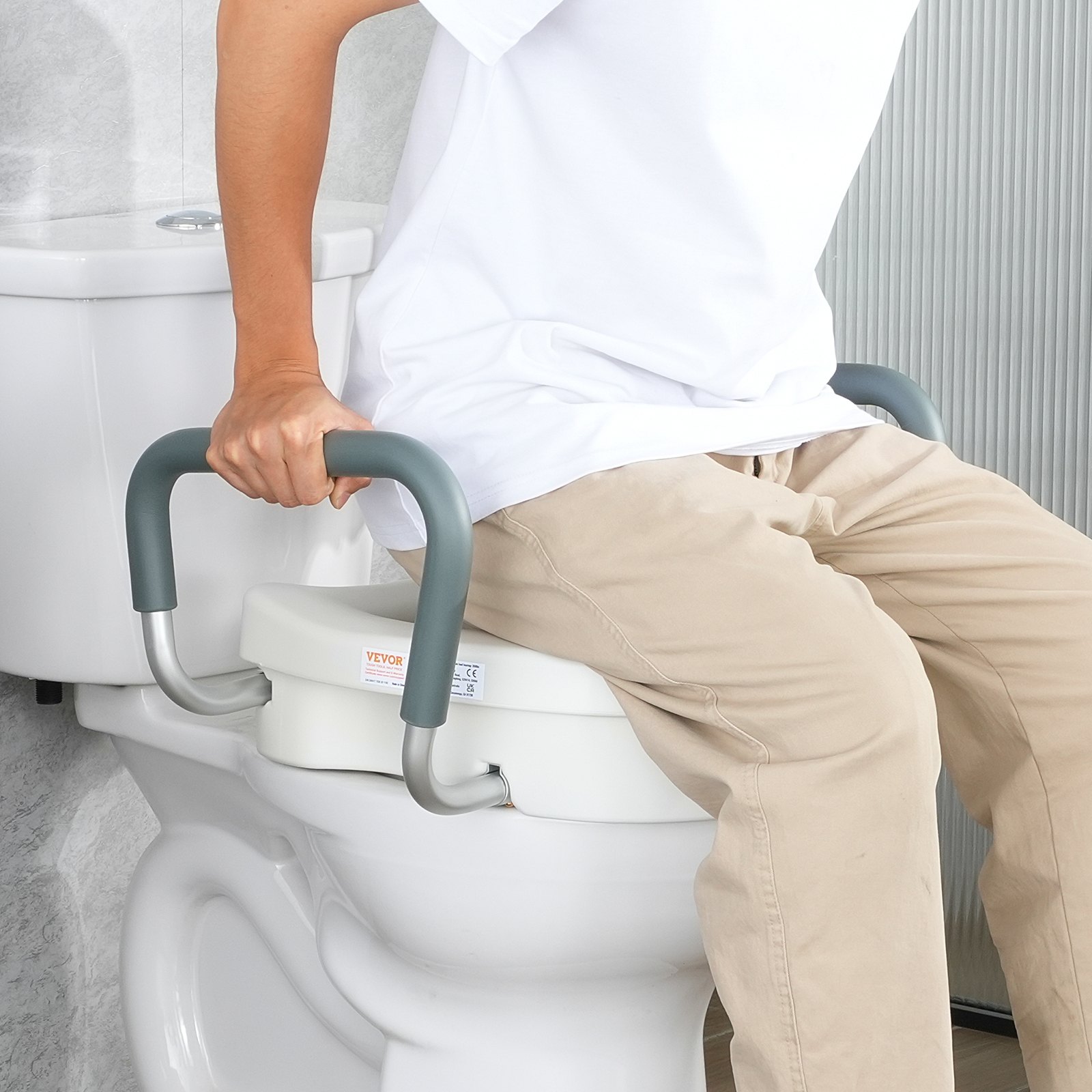 VEVOR Raised Toilet Seat 5" (12.7 cm) Height Raised 350 lbs/158.8 kg ...