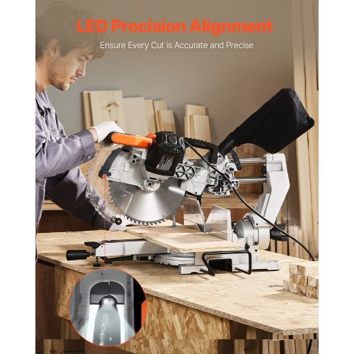 Sliding Compound Miter Saw 12-In Blade 15 Amp Motor Corded Double Bevel ...