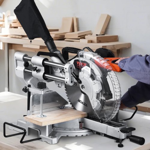 Sliding Compound Miter Saw 12-In Blade 15 Amp Motor Corded Double Bevel ...