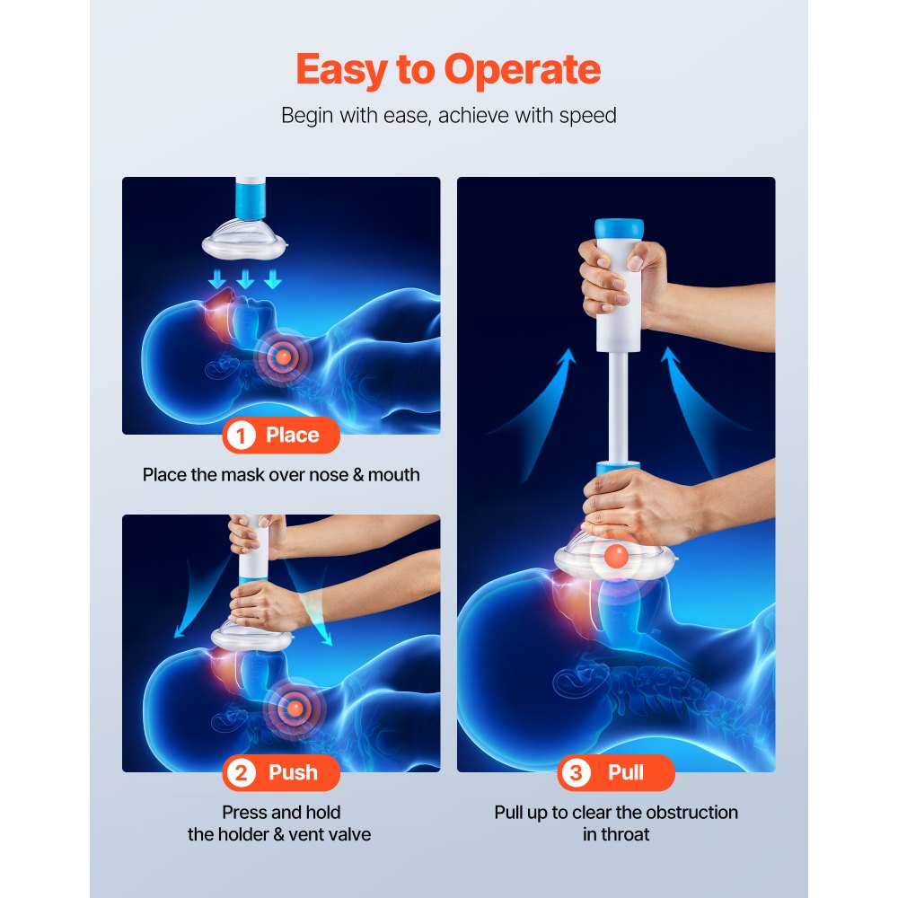 VEVOR Anti Choking Suction Device – PVC + PE, 3 Step, 4 Mask