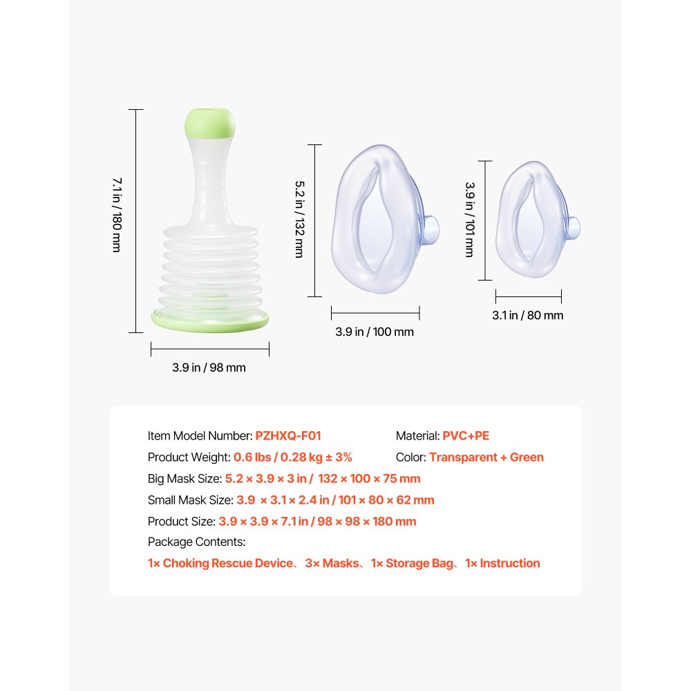 VEVOR Airway Clear Device – 3 Multi-size Mask, 1 Storage Bag