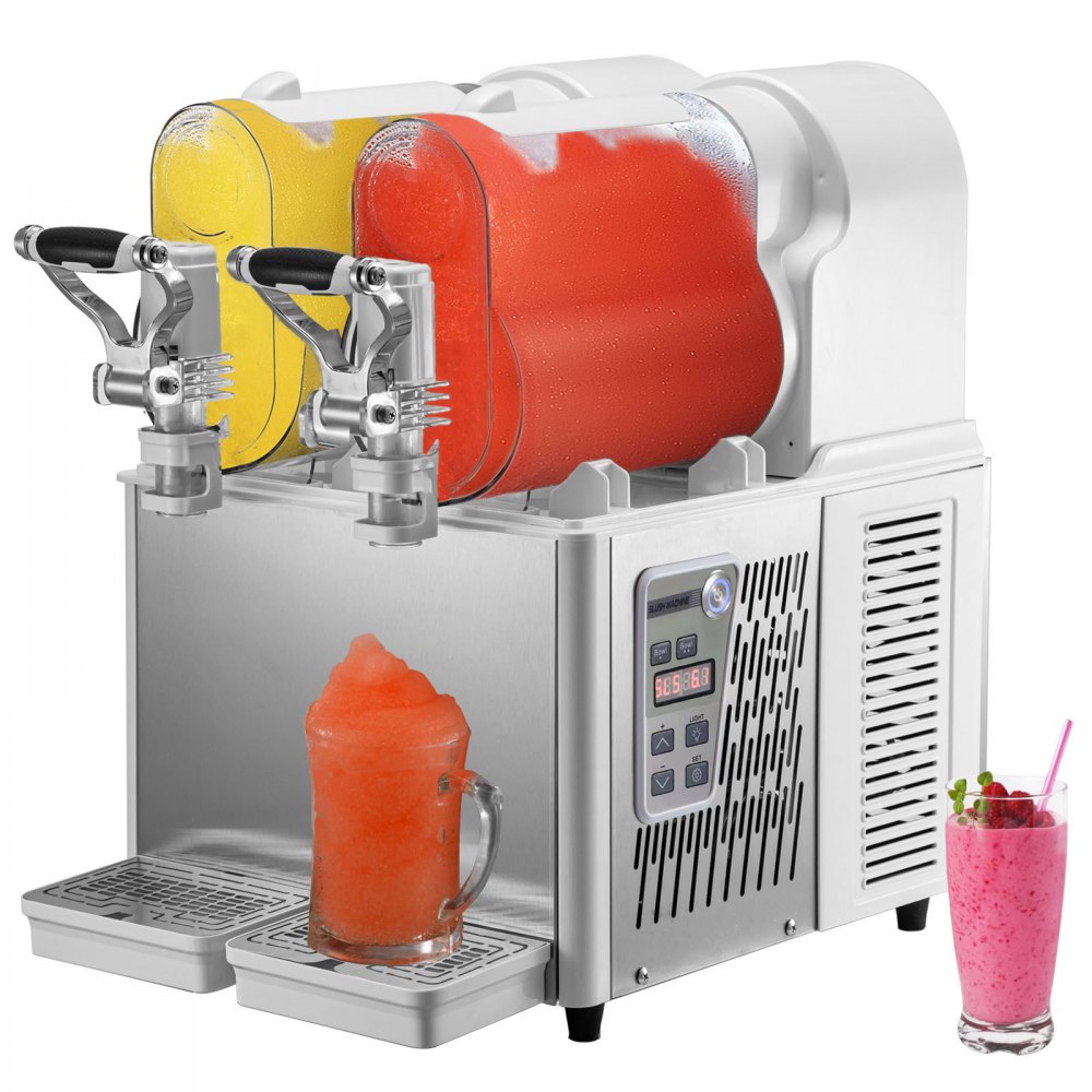 VEVOR Margarita Machine, 3LX2 Tank Slushy Machine Commercial, 340W Frozen Margarita Machine with ...