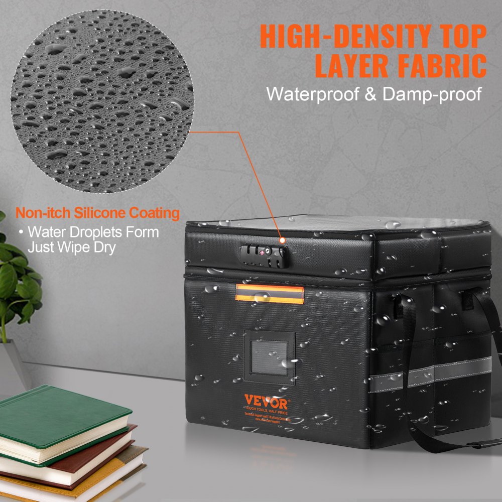 VEVOR Fireproof Document Box, 2000℉ Fireproof Document Bag with 3 ...