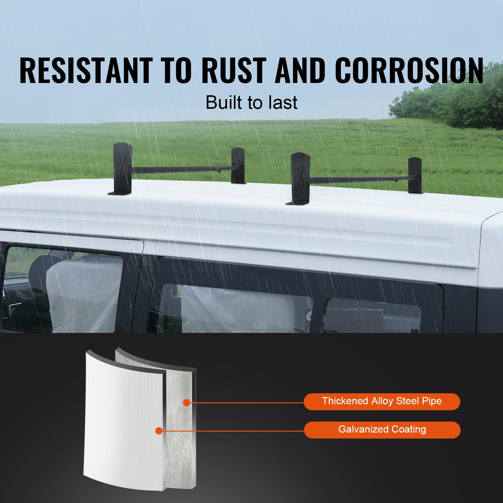 VEVOR Van Roof Ladder Rack, 2 Bars Alloy Steel Roof Racks, 500 LBS ...